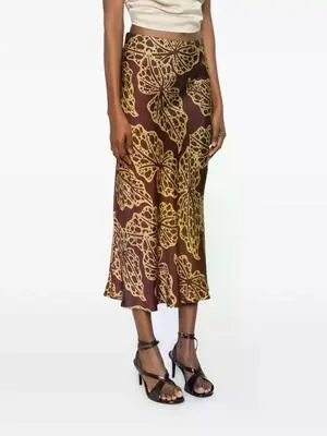 OTTOD'AME Leaf-print Midi Skirt