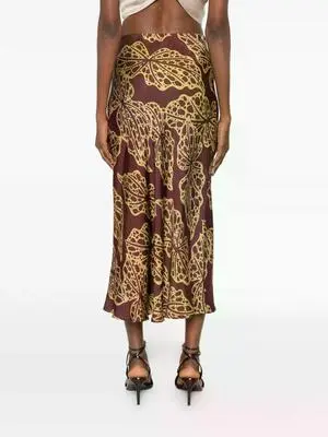 OTTOD'AME Leaf-print Midi Skirt