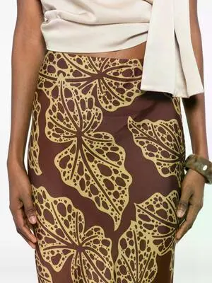 OTTOD'AME Leaf-print Midi Skirt