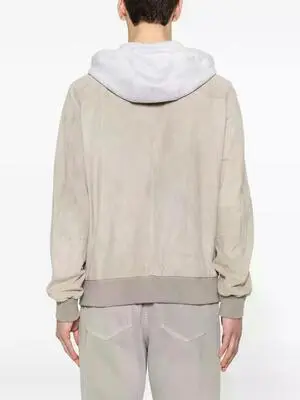 Eleventy Hooded Suede Jacket - Neutrals
