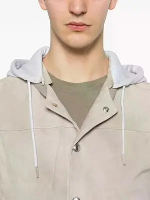 Eleventy Hooded Suede Jacket - Neutrals