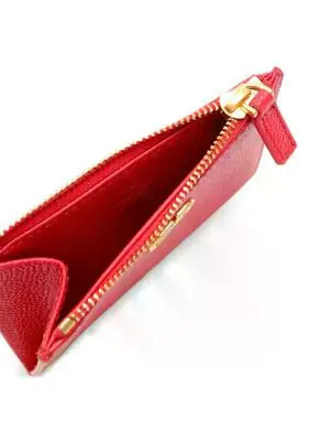 Valentino Garavani Vlogo Signature Grainy Calfskin Card Holder - Red