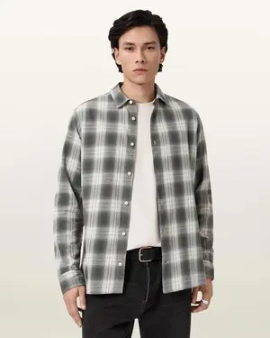ALLSAINTS Kelby Ramskull Check Shirt - Grey