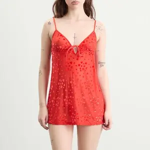 SKIMS Sheer Velvet Burnout Mini Dress - Ruby