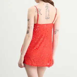 SKIMS Sheer Velvet Burnout Mini Dress - Ruby
