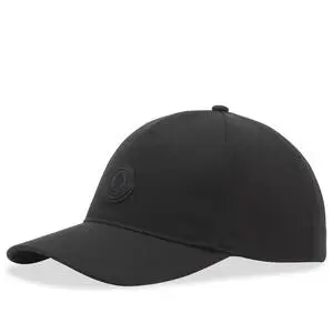 Moncler Cotton Gabardine Logo Cap - Black