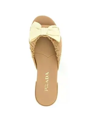 Prada Bow-detail Leather Slides