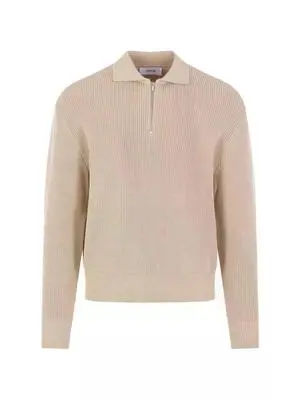 LARDINI Ribbed Half-zip Sweater
