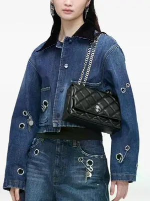 Marc Jacobs Slim Quilted Dual-chain Leather Shoulder Bag - Black