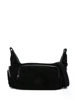 MARGESHERWOOD Logo-embossed Suede Crossbody Bag - Black