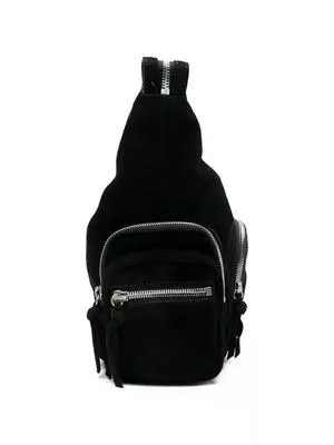 MARGESHERWOOD Logo-embossed Suede Crossbody Bag - Black