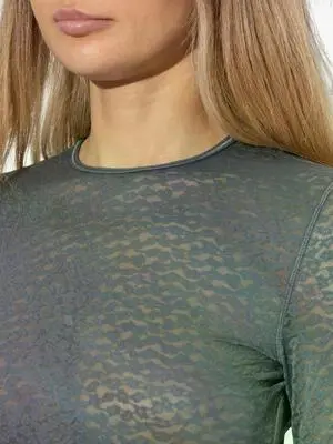 Adidas By Stella McCartney Long-sleeved Cropped Top With Animal Print
