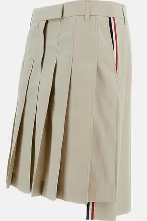 Thom Browne Pleated Cotton Twill Miniskirt