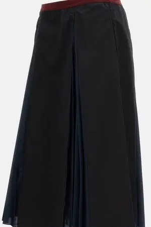 Plan C Pleated Trapezoid Midi Skirt