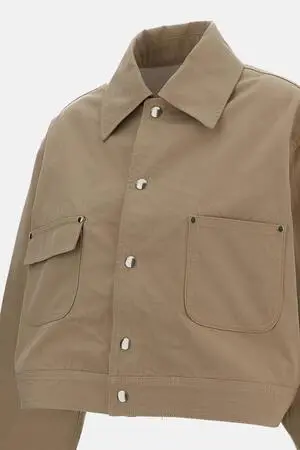 Plan C Jacket In Cotton Blend - Beige