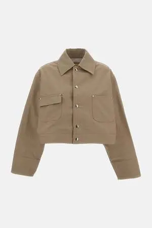Plan C Jacket In Cotton Blend - Beige