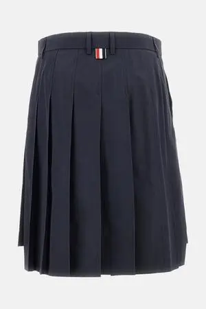 Thom Browne Pleated Cotton Miniskirt - Blue