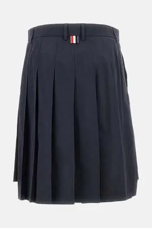 Thom Browne Pleated Cotton Miniskirt - Blue