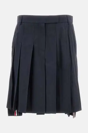 Thom Browne Pleated Cotton Miniskirt - Blue