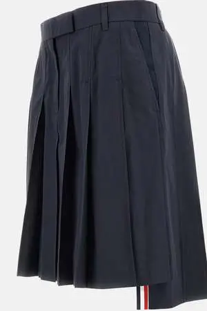 Thom Browne Pleated Cotton Miniskirt - Blue