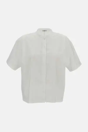 M.S.M. MILANO Mandarin Collar Cotton Blend Shirt