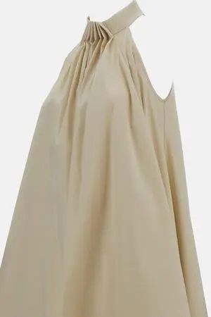 M.S.M. MILANO Cotton Blend Halterneck Maxi Dress