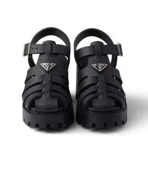 Prada Platform Lug Sole Sandals - Black