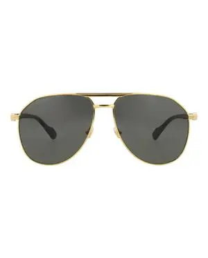 Gucci Aviator-frame Metal Sunglasses - Gold Gold Grey (gg1220s/30013416/001)