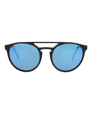 Maui Jim Round Frame Injection Sunglasses - Black Black Blue (b781/2m)