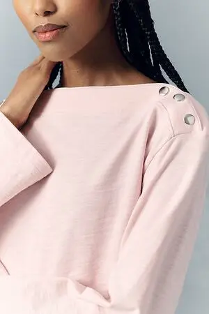 NATION LOS ANGELES Cotton Rochelle Boat-neck Pullover