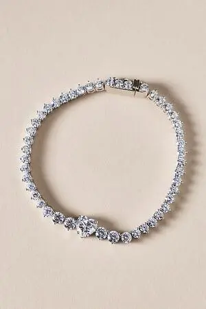 Nadri Astrid Heart Tennis Bracelet - Silver