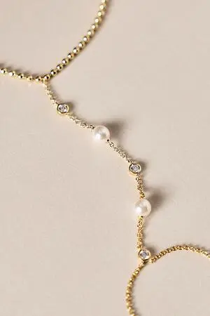 Nadri Esme Pearl Hand Chain - Gold