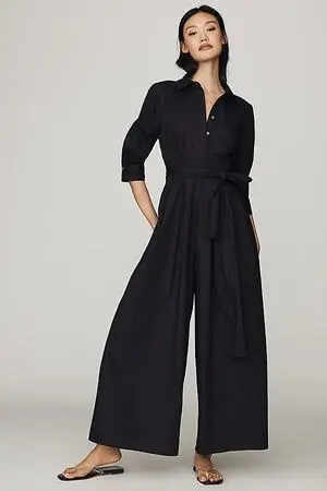 HUTCH Poplin Shirt Tie-waist Jumpsuit - Black