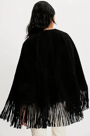 Free People Suede Poncho With Fringe