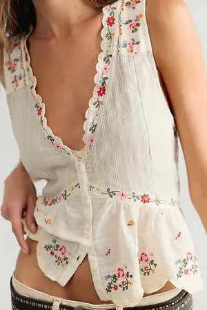 Free People Ellis Embroidered Blouse