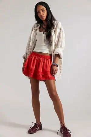 Free People Full Harmony Tiered Mini Shorts