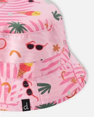 DEUX PAR DEUX Wide Brim Beach Hat - Beach Print Rose