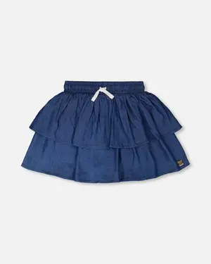 DEUX PAR DEUX Tiered Chambray Skort