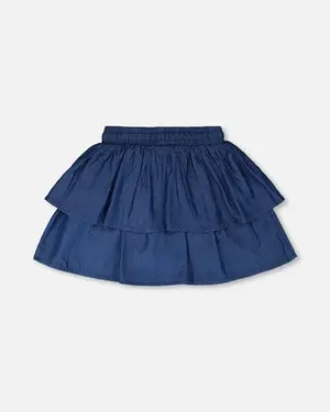 DEUX PAR DEUX Tiered Chambray Skort