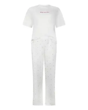 Hunkemoller Pyjama Set Cotton Print - Gardenia