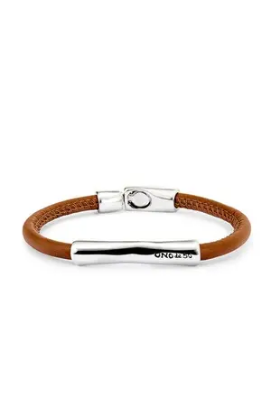 UNODE50 Leather Bracelet With Plated Detail - Silver