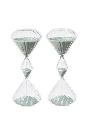 GLITZHOME Set Of 2 Geometric Tri-layer Hourglasses 60-minute Sand Timers - Grey