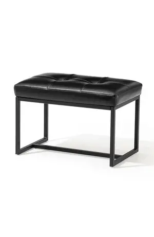 GLITZHOME Modern Thick Leatherette Accent Stool With Metal Frame - Black