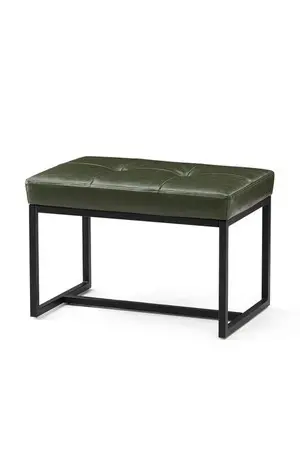 GLITZHOME Modern Thick Leatherette Accent Stool With Metal Frame - Green