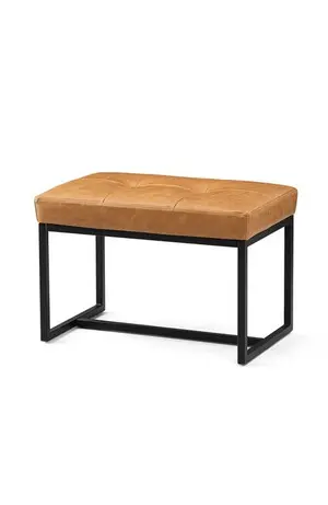 GLITZHOME Modern Thick Leatherette Accent Stool With Metal Frame - Yellow