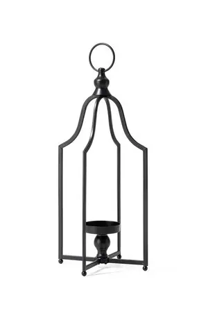 GLITZHOME Modern Farmhouse Metal Decorative Lantern Candle Holder - Black