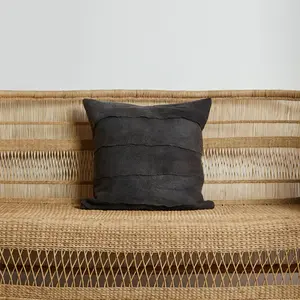 KANJU INTERIORS Layered Hand-felted Merino Wool Throw Pillowsquarewith Insert - Dusty Charcoal