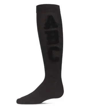 MEMOI Chenille ABC Knee-High Socks Black