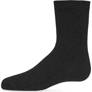 MEMOI Ribbed Crew Socks - Black
