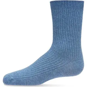 MEMOI Ribbed Crew Socks - Light Denim